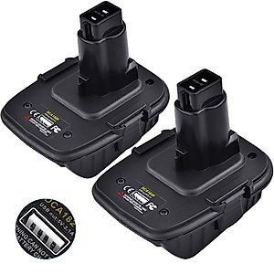 DCA1820 Battery Adapter Replacement for Dewalt 18v to 20v Adapter, Convert 20v Lithium Battery DCB206 DCB205 to 18v NiCad & NiMh Tool Battery DC9096 DC9098, with 5V USB Port [2Pack]