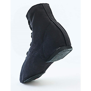 Daydance Adult Jazz Boots Lace Up Split Sole Jazz Shoes Ankle Length Black Size 9M