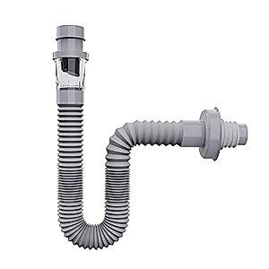 Vataler Anti-Odor Flexible Sink Drain Kit 1 1/4 For Bathroom Sink & Kitchen, Expandable P Trap Universal Drain Flex-Drain Tubing, Total Length 19-44 Inch (Gray)