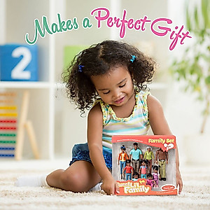 Beverly Hills Doll Collection Sweet Li'l Family African American Dollhouse People Set of 9 Action Figure Set - Grandpa, Grandma, Mom, Dad, Sister, Brother, Toddler, Twin Boy & Girl