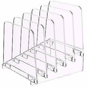 MaxGear Incline File Organizer File Holder 5 Sections, File Folder Holder for Desk Acrylic File Organizer Sorter Vertical File Rack File Stand Document Sorter for Office, School, Home, Clear