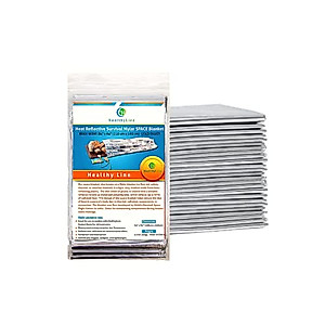 HealthyLine - Thermal Foil Sauna Blanket (Pack of 50 pcs) - for Detox & Weight Loss, Far Infrared Therapy, Survival and Preparedness - Retains up to 97% of Body Heat - 64in x 84in Mylar Sheets