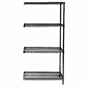 Omega 12" Deep x 48" Wide x 54" High 4 Tier Black Add-On Shelving Unit