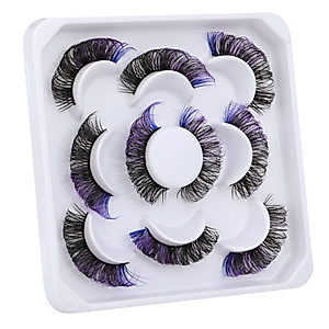 wiwoseo False Eyelashes Russian Strip Lashes Colorful Faux Mink Lashes Wispy Fluffy 20MM 3D Effect Fake Eyelashes 5 Pairs Pack