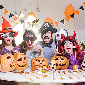 Teenyyou 30 Pcs Halloween Plastic Cutlery Set Includes 10 Forks 10 Spoons 10 Knives Halloween Party Favors Idea Witch's Broom Cutlery Stuff Utensil Spooky Kitchen Accessories for Thanksgiving