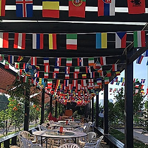 Anley 100 Countries String Flag, International Bunting Pennant Banner, Decoration for Grand Opening, Sports Bar, Party Events - 82 Feet 100 Flags