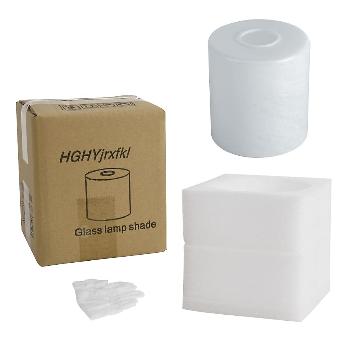 HGHYjrxfkl 1 Pack Alabaster White Glass Lamp Shade, Cylinder Glass Lamp Shade Replacement with 1-5/8-inch Fitter Opening for Pendant light, Desk lamp,Wall Sconces and Bathroom Vanity lights.