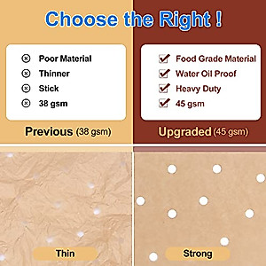 200Pcs Upgraded Air Fryer Parchment Paper, VOASUE 8.5 Inches Square Perforated air fryer disposable paper liner for Air Fryer Premium Bamboo Steamer Oven and Baking (Unbleached)