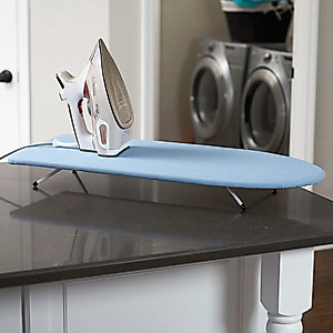 Household Essentials 120101-0 Collapsible Space Saving Tabletop Ironing Board with Folding Legs | Blue, 12" X 31"