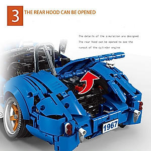 Audio Technics Sports Car for Lego Ford Mustang Shelby Cobra 427, 1/10 Technics Racing Car Building Bricks, Compatible with Lego Technic, 1816 Pcs