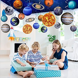 20PCS Space Solar System Theme Hanging Swirls Decorations, Outer Space Party Supplies Ceiling Hanging Swirls for Birthday Baby Shower Party Decorations