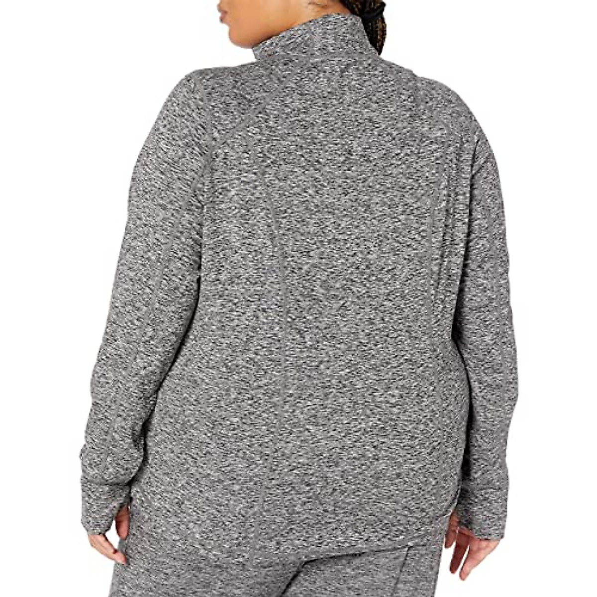 Amazon Essentials Women's Brushed Tech Stretch Full-Zip Jacket (Available in Plus Size), Dark Grey Space Dye, X-Large