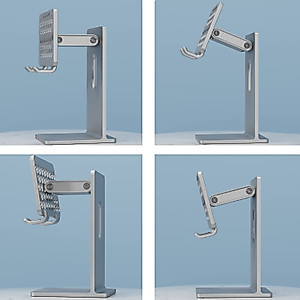 DREWCHAN Stand Holder for Desk Adjustable Aluminum Stand Holder Unversal Cell Phone Dock Home Office Desk Accessories Compatible with iPad Pro 11, 12.9/iPad 10.9 10th; Surface Pro (Grey)