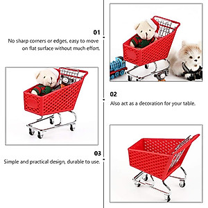 DOITOOL Miniature Grocery Cart Mini Supermarket Handcart 5.39x 5.5 in Mini Shopping Cart Shopping Utility Cart Shopping Grocery Cart Mode Storage Toy Desk Organizers Mini Shopping Cart (Random Color)