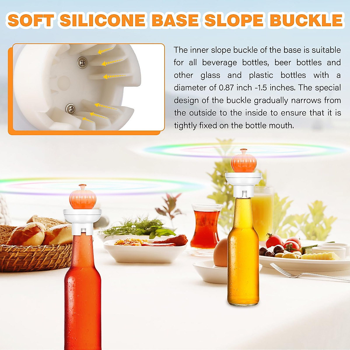 MANOPORA 4 Pack Fly Fans for Tables, Creative Pumpkin Shapes Fly Fan Portable Tabletop Food Fan, Indoor Outdoor Battery Powered Picnic Camping Fly Fans for Picnic, Party, BBQ, Kitchen, Restaurants