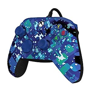 PDP Gaming REMATCH Enhanced Wired Controller Licensed for Xbox Series X|S/Xbox One/PC/Windows, Mappable Back Buttons, Advanced Customizable App - Digital Glitch Blue
