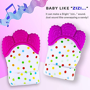 Teething Mittens for Baby (2 Pack) with Baby Teething Toys (3 Pack), Self Soothing Pain Relief Mitt, Silicone Baby Teethers, BPA-Free, Natural Organic Freezer Safe for Infants and Toddlers