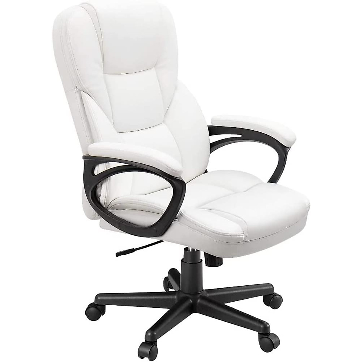 LETREM Office Chair Ergonomic for Lumbar Support Task Swivel,Ergonomic Executive Chair with Arms and Wheels Dining Room Computer Chair Learning Desk Chair Meeting Chair A/White/One Side