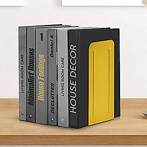 Acrimet Jumbo Premium Metal Bookends 9" (Heavy Duty) (Yellow Color) (1 Pair)