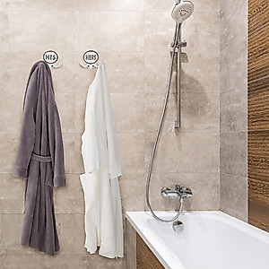 AuldHome Design His and Hers Towel Hooks (Set of 2); Cast Iron Rustic Farmhouse Decor Door Wall Hangers