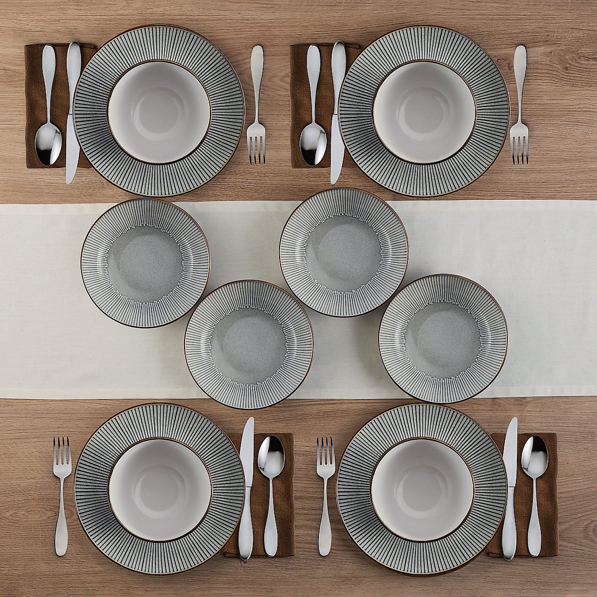 Pfaltzgraff Arlie Gray 12 Piece Dinnerware Set, Service for 4, Gray
