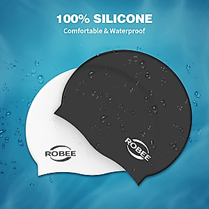 Robee Swim Goggles Silicone Swimming Cap and Carrying Case, Polarized Pool Goggles for Adult Men Women Youth