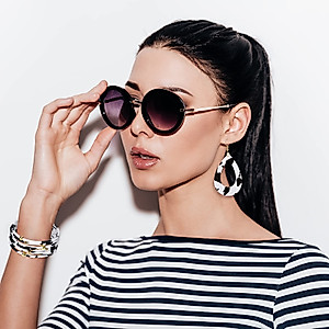 Sureio 4 Pcs Cow Print Jewelry Set Cow Print Accessories for Women Cow Print Earrings Pendant Necklace Black and White Multi Layer Bracelet