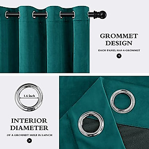 HOMEIDEAS Emerald Green Velvet Curtains 84 inches Long 2 Panel Heavy Duty Dark Green Curtains for Living Room Thermal Insulated Grommet Window Curtains for Bedroom