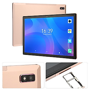 10.1 Inch Tablet for Android 12.0, 12GB 256GB 1920x1200 IPS Dual Cameras Octa Core, 5G WiFi Calling Cellphone Tablet, for Learning, Working, Business, US Plug (Gold)