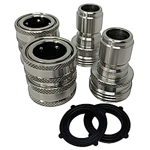 ESSENTIAL WASHER Garden Hose Quick Connect Hose Fittings - 3/4 Inch Stainless Steel Water Hose Quick Connect Set - Garden Hose Connector Set, Pressure Washer Adapter, Great For RV or Pressure Washer