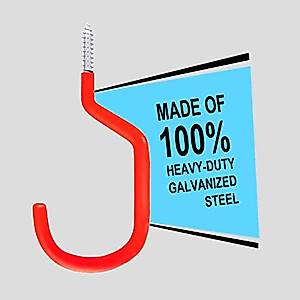 SMARTOLOGY 4 Pack 7.5 inch Wall Storage Hanger with 2 Extension Cord Holder Organizer, 4 Extra Large Ceiling Bicycle Hooks(Orange)