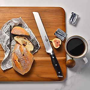 Klaus Meyer Stahl High Carbon Exclusive German Steel 8 inch Bread Knife (Black)