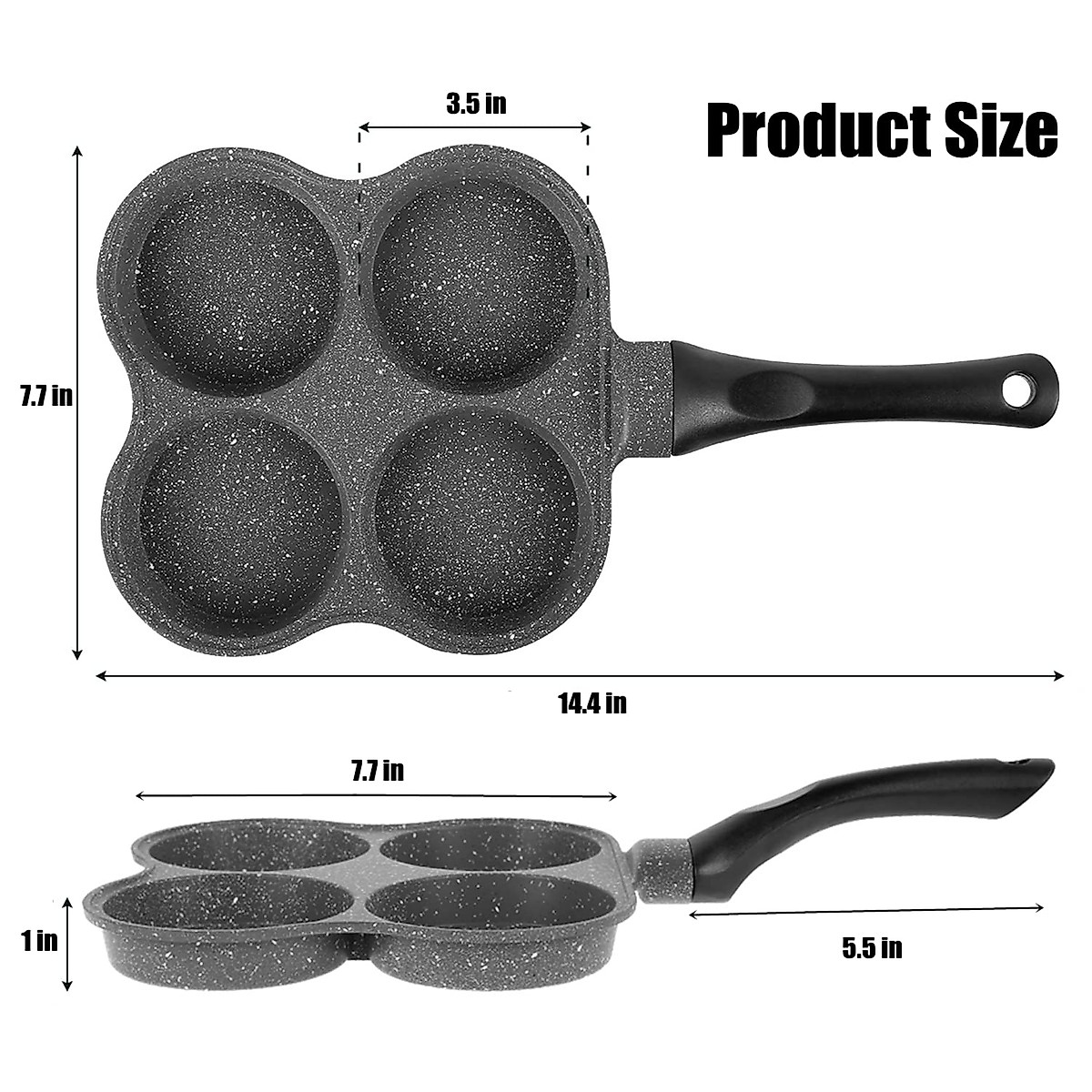 IAXSEE Egg Frying Pan, Nonstick Pancake Pans 4-Cups Egg Pan for Breakfast, Pancake Omelet Pan Egg Cooker Aluminium Alloy Cookware Suitable For Gas Stove