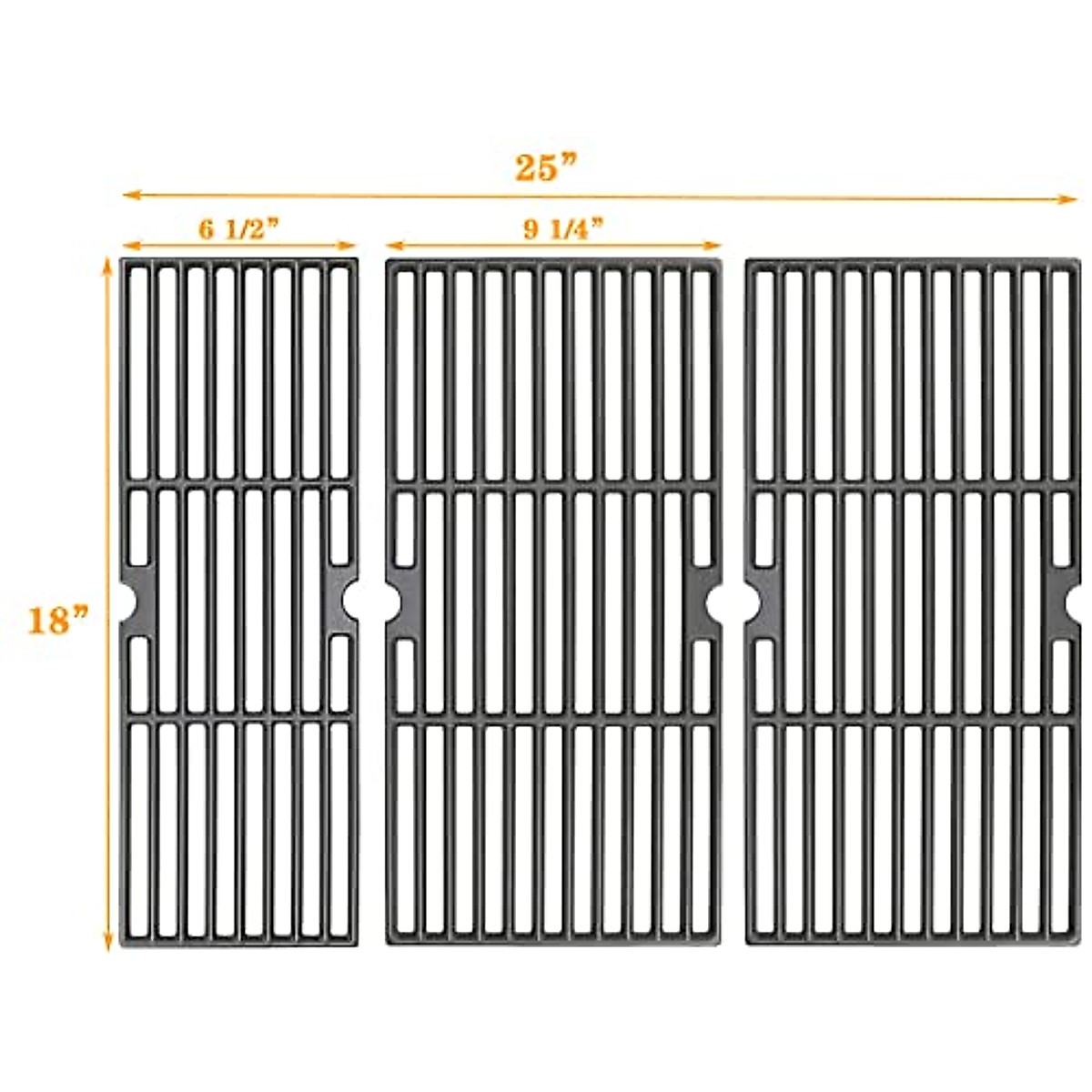 Shengyongh CC475 (3-Pack) 18 Inch Matte cast Iron Grates Replacement for Charbroil Performance 4 Burner 463376018P2, 463376117, 463377117, 463673617, 463377017, 463347017