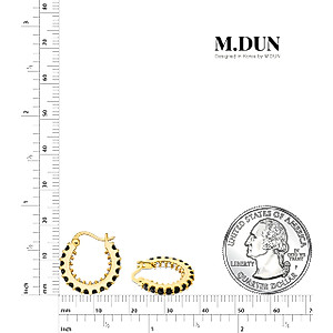 M.DUN - Hoop Earrings For Women 925 Stering Silver Post 18K Gold Plated CZ Micro Pave Dainty Round Chunky Silver Gold Multicolors Cubic Zirconia (hoop_black_S)