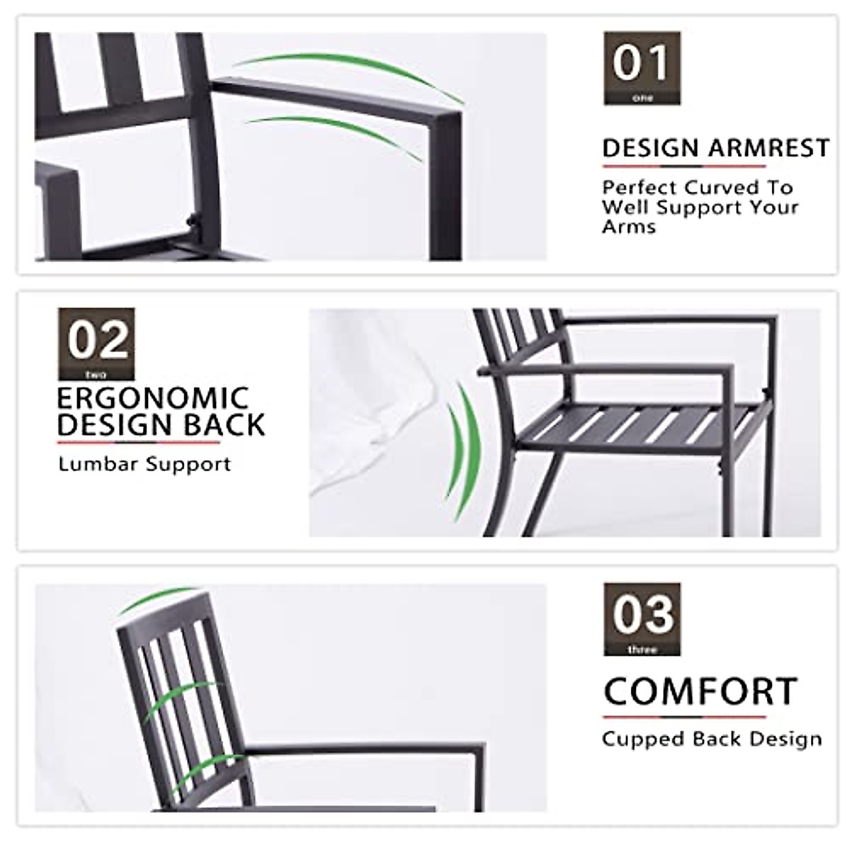 SAILARY Stackable Patio Dining Chairs, Outdoor Metal Chairs with Armrest Support 325lbs, Set of 4…