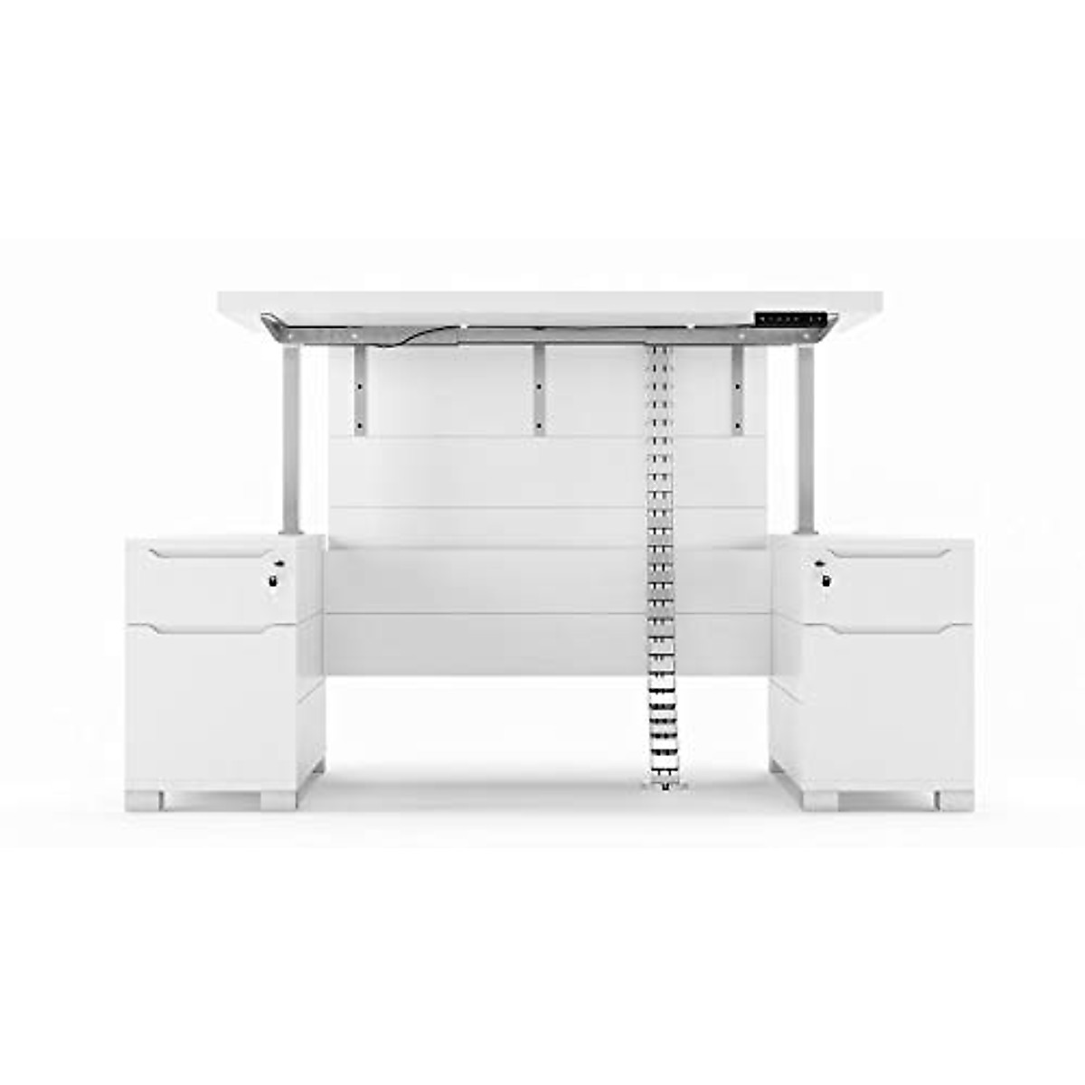 ZURI Furniture Ford Executive Modern Adjustable Height Desk with Filing Cabinets - White