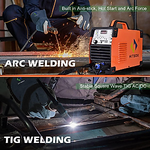 HITBOX 200A TIG Welder,AC/DC TIG Welder With Pulse 4 IN 1 Welding Machine,Aluminum TIG Welder 220V with DC TIG/AC TIG/Pulse TIG/Stick and IGBT 2T/4T LED Digital Display,Compatible with Foot Pedal