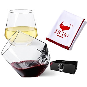 JBHO Polishing Cloth, Wine Glasses Polishing Cloths and Stemless Wine Glasses Set of 6, Red or White Small Wine Glass set - 10Oz
