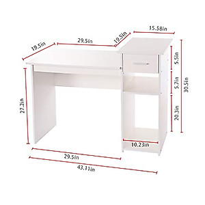 Multipurpose Home Office Writing Computer Desk, Modern Simple Study Desk Industrial Style Workstation Laptop Table with Storage Shelf -Workstation-Students Study Desk Wood Table