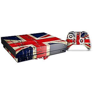 WraptorSkinz Decal Vinyl Skin Wrap Compatible with Xbox One X Console and Controller - Painted Faded and Cracked Union Jack British Flag