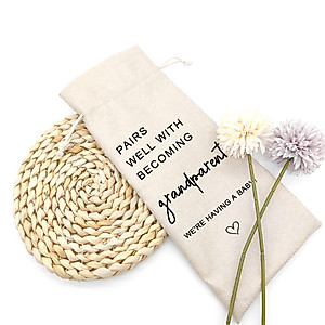 Pregnancy Announcement Wine Bag, Baby Announcement Wine Bags, Pairs Well With Becoming Grandparents Congratulations, Gift for New Grandpa Grandma New Baby - PAIRS WELL WITH BECOMING GRANDPARENTS
