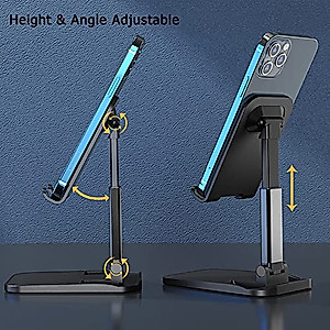 ZRONST Phone Stand for Desk Foldable Adjustable Angle Height Portable Cell Phone Holder Compatible with iPhone Ipad Android (Black)