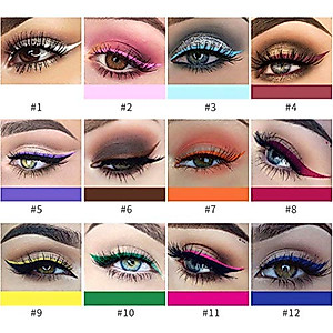 COOSA 12 Colors Matte Colorful Liquid Eyeliner Set, High Pigmented Color Eyeliner Lasting Waterproof Professional Bright-colored Eyeliner Pen Set -Smudgeproof Makeup Eyeliner Pen