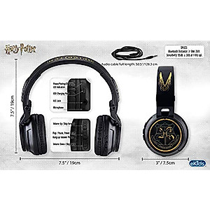 eKids Harry Potter Kids Bluetooth Headphones, Wireless Headphones with Microphone Includes Aux Cord, Volume Reduced Kids Foldable Headphones for School, Home, or Travel