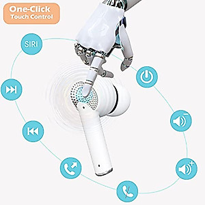 Mezelon Active Noise Cancelling Wireless Earbuds, Premium Deep Bass, Built-in HD Mic, Immersive Sound, IPX5 Waterproof Bluetooth 5.2 HiFi Stereo in-Ear Headphones Headset for iPhone/Android (White)