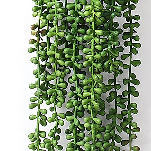 HANDIC 3pack Artificial Fake String of Pearls Plant Faux Hanging Succulents Plants (Green)