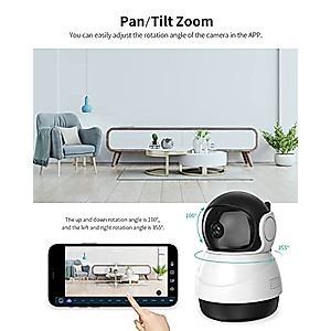 ZJX Pet Camera with Phone App, Indoor Home Security Camera for Pet, with AI Tracking, Night Vision, Compatible with Alexa, 2-Way Audio, White