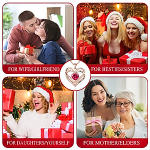 Beauyist Love Heart Birthstone Necklaces for Women, Engraved Pendant Necklace Jewelry Gifts