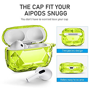 Maxjoy Airpod Pro 2 Case 2022 Crystal Clear, AirPods Pro 2nd Generation Case Cover, Full-Body Shockproof Hard Shell Protective for Men Women with Keychain Carabiner,Neon Yellow